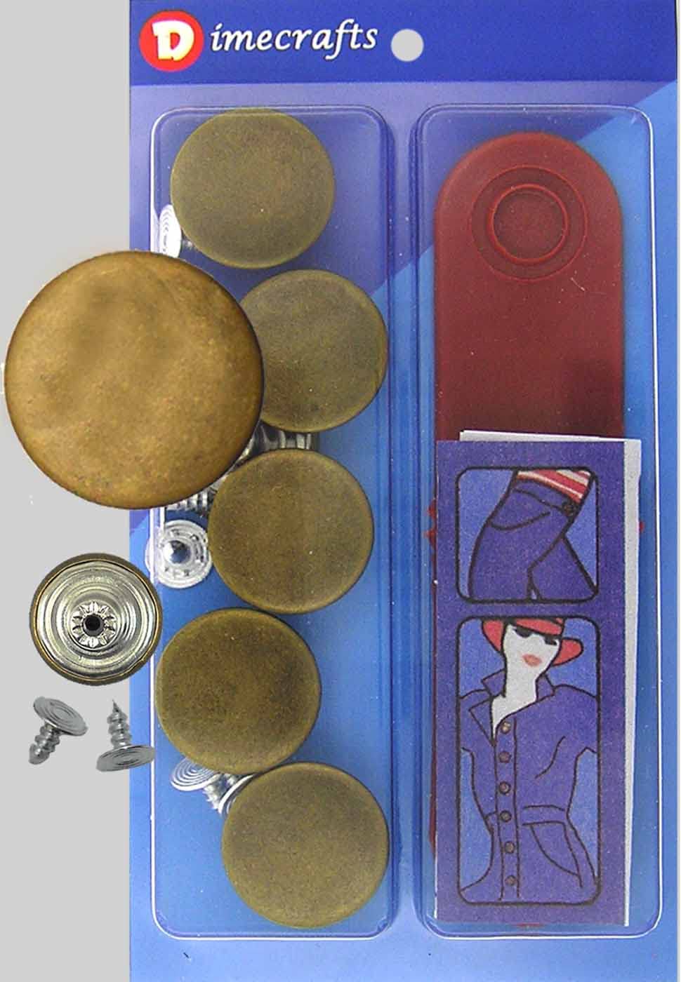 Amazon.com: 20 mm No-Sew Brass 6 Jean Tack Buttons w/Tool (no. 197)