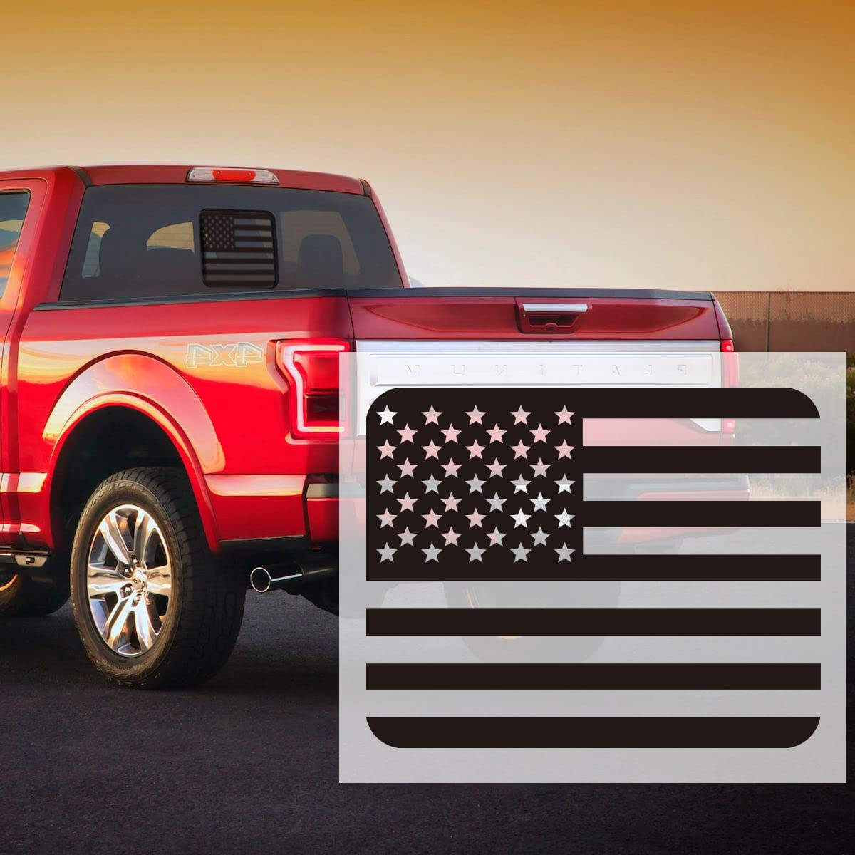Snapklik.com : Rear Middle Window Decal American Flag Compatible