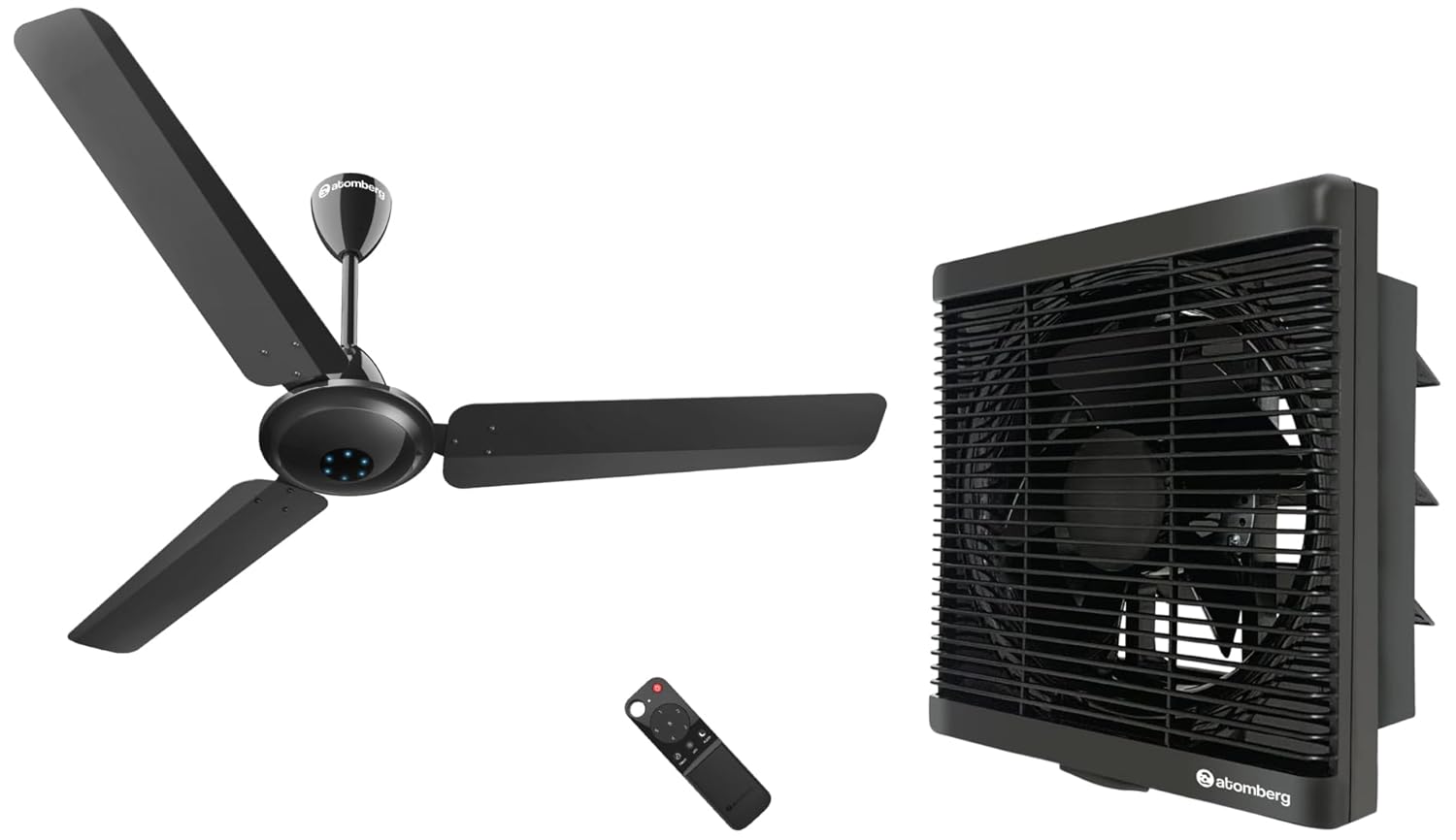 atomberg Ikano 1200mm BLDC Motor 5 Star Rated Ceiling Fans for Home with Remote Control (Black ...