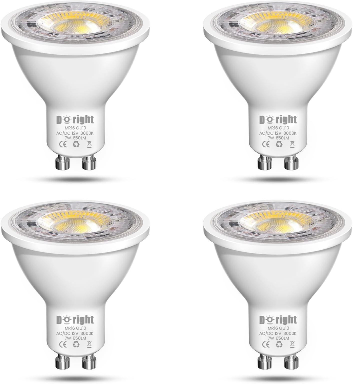 DoRight 7W GU10 LED Bulbs Warm White, AC/DC 12V GU10 LED Spotlight Bulb ...