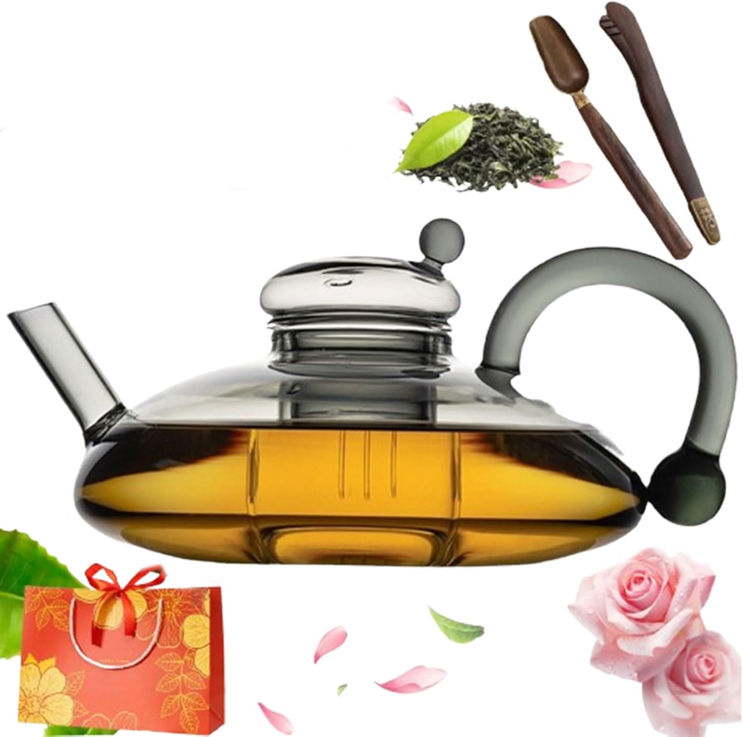 Amazon.com | 2026 Upgrade - 24 OZ Luxury Glass Teapot with Warmer ...