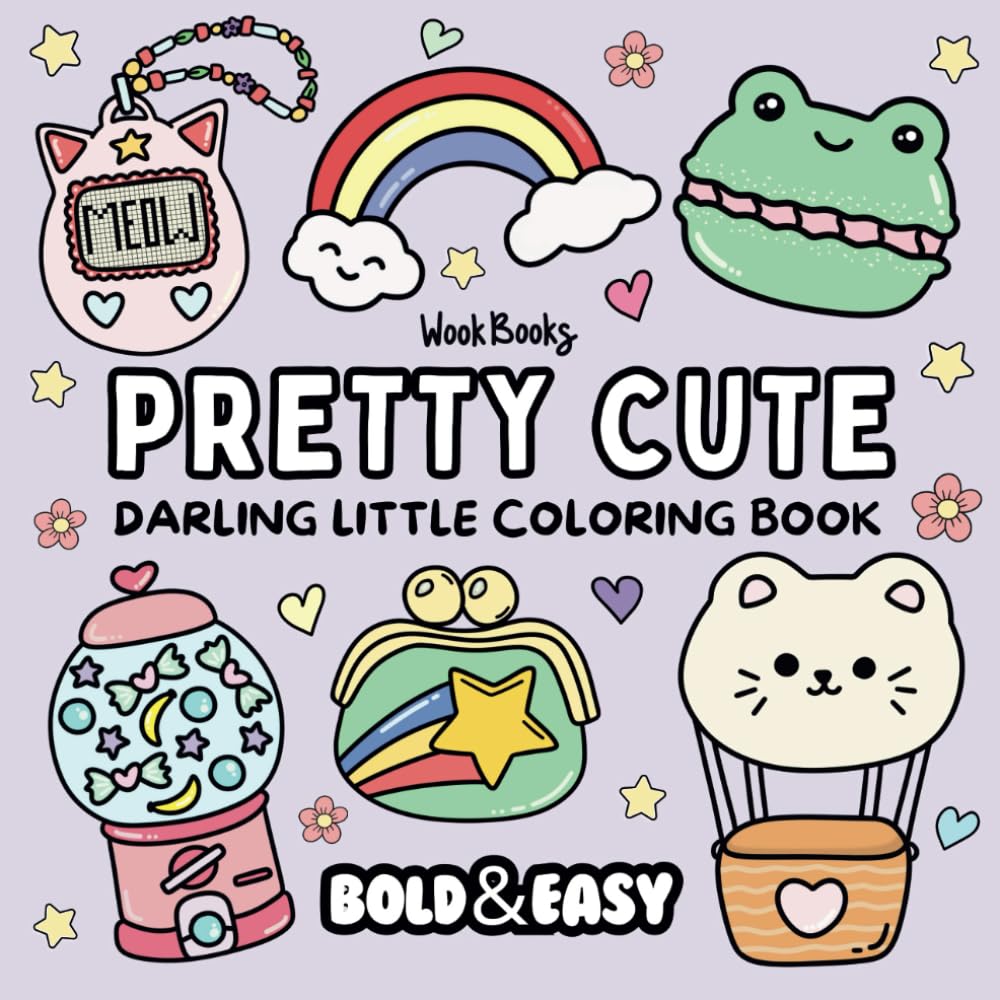 Amazon.com: Bold and Easy Pretty Cute Coloring Book: Big and Simple ...