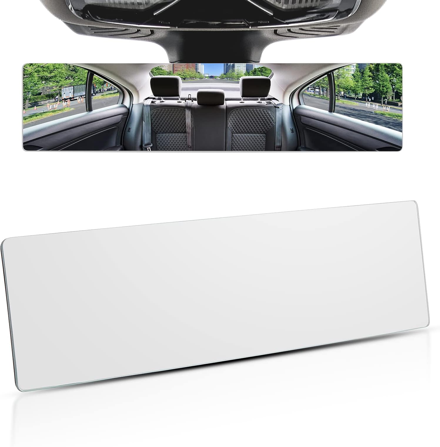 Amazon.com: JOYTUTUS Rear View Mirror, Universal 11.81 Inch Frameless ...