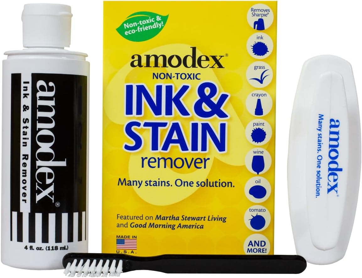 Amazon.com: Amodex Ink & Stain Kit with Stain Remover Brushes, Removes ...