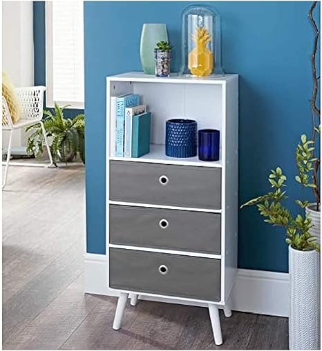 spot on dealz® 4 cube storage unit with Grey Fabric Bedroom 3 Drawers ...
