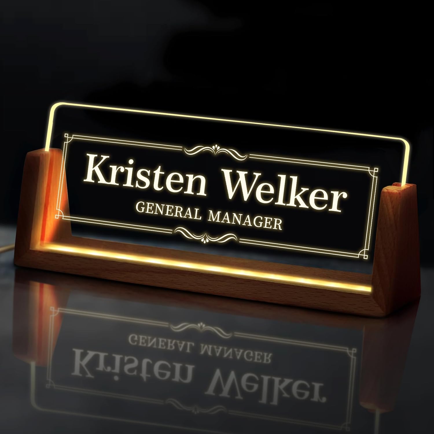 Amazon.com: Custom Light Up Name Plate for Desk, Desk Name Plate ...