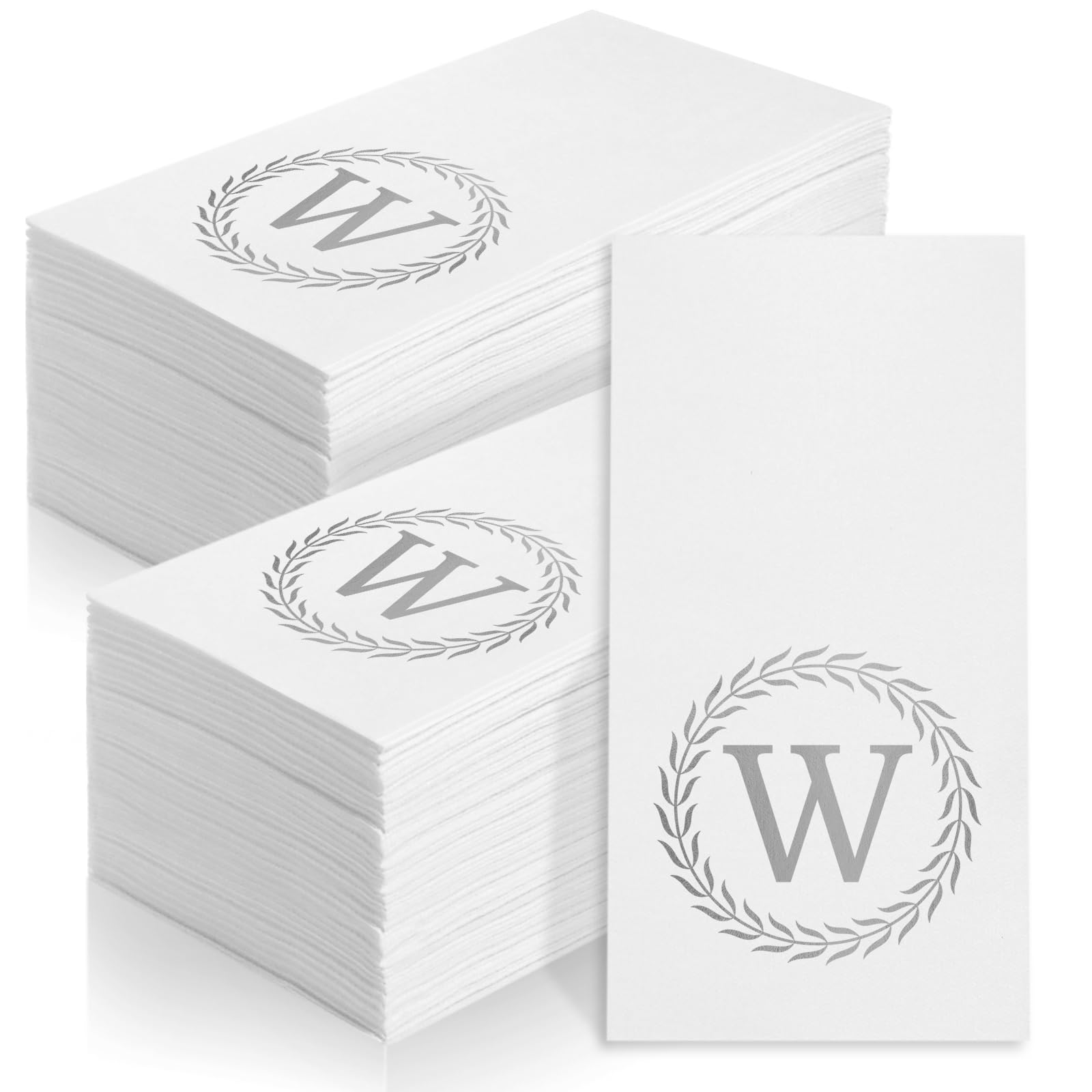Amazon.com: 100 Silver Monogram Disposable Napkins - Letter W Hand ...