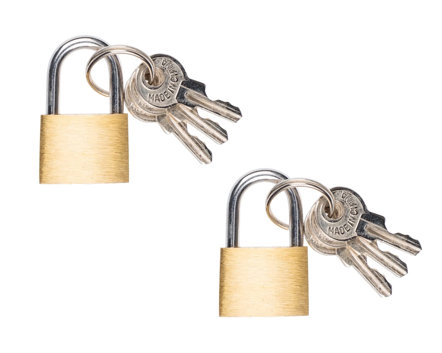 Invero Pack of 2 Security Brass Padlocks 20mm with 2 Keys - Heavy Duty ...