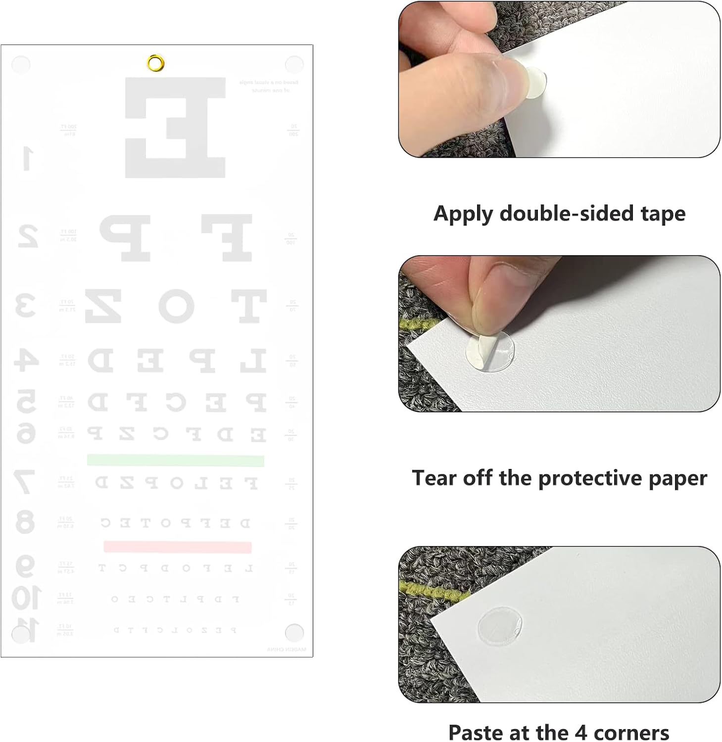 Printable Pocket Snellen Eye Chart, Snellen Eye Chart Set Of Wall Chart ...