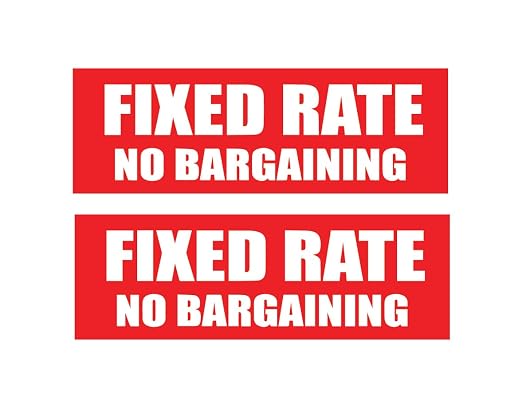 SIGN EVER™ Pack of 2 Fixed Rate No Bargaining Sign Sticker Red White ...
