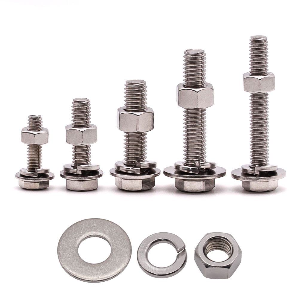 Snapklik.com : (6 Sets) 3/8-16 X 3 Stainless Steel Hex Bolts & Hex Nuts ...