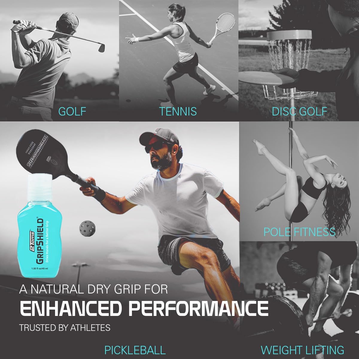 2Toms GripShield, tiza líquida, potenciador de agarre para manos sudorosas, mantiene las manos ...