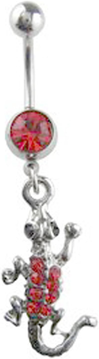 Amazon.com: Red Gem Jewel Lizard Belly Button Navel Ring : Clothing ...