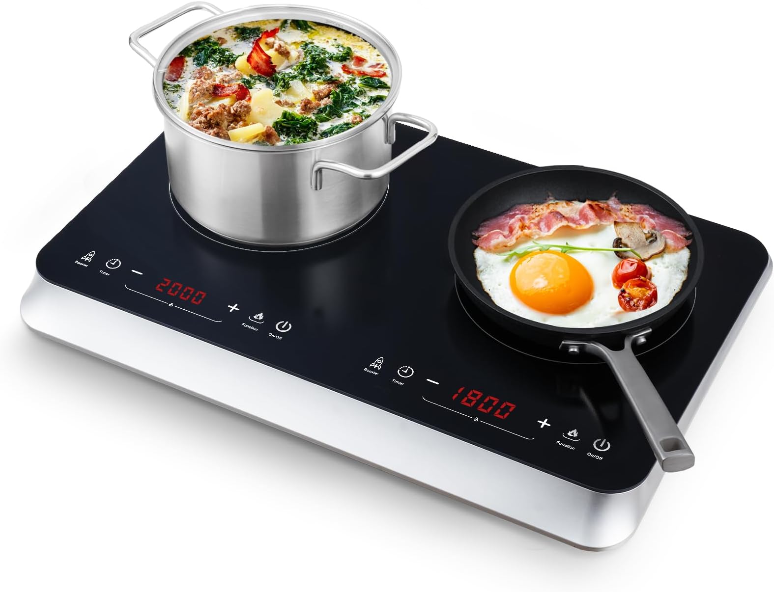 COOKTRON Double Induction Hob, Portable Induction hob with Dual Zone ...