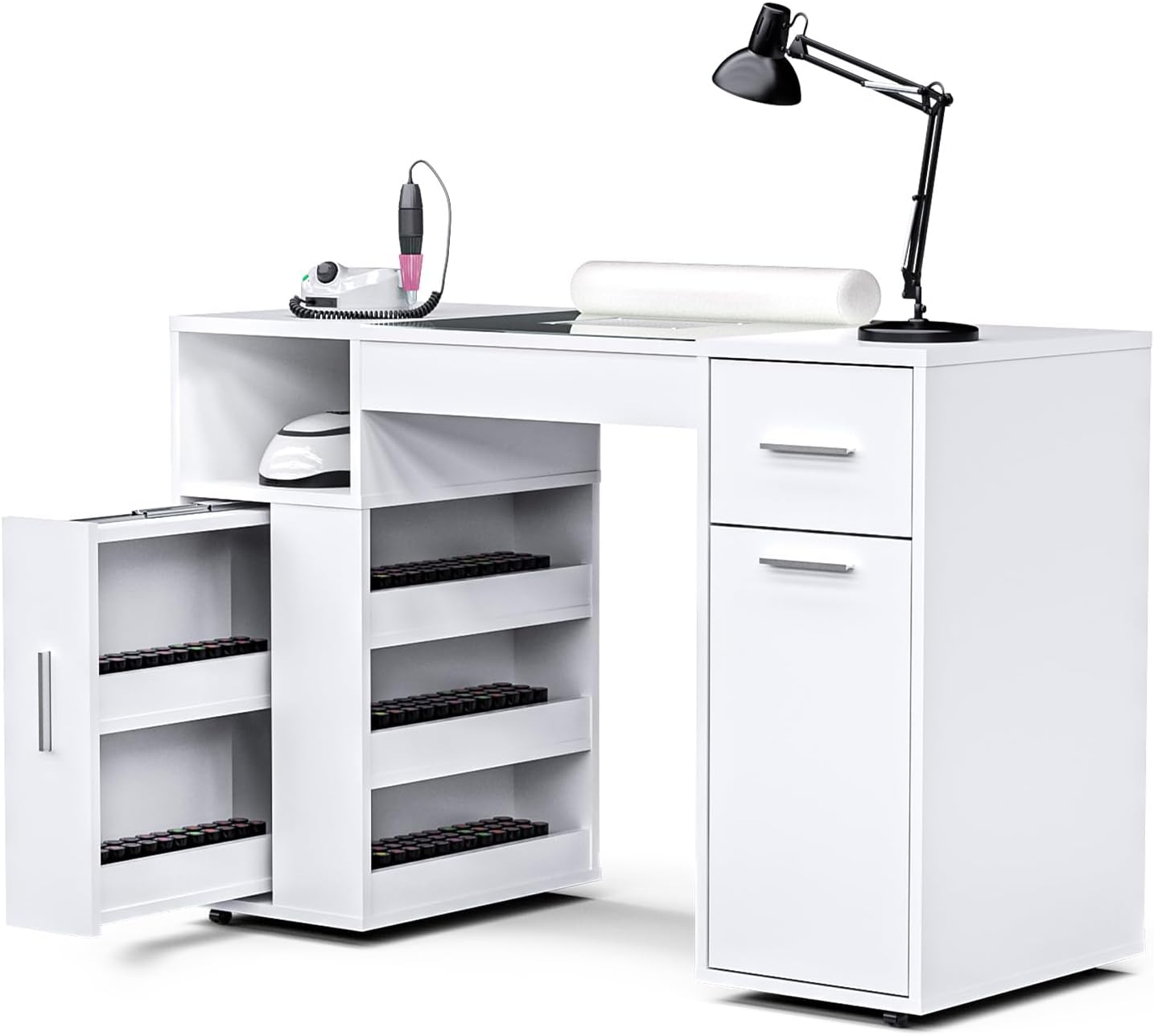 Amazon.com: Manicure Table Nail Desk for Nail Tech with Glass Top ...