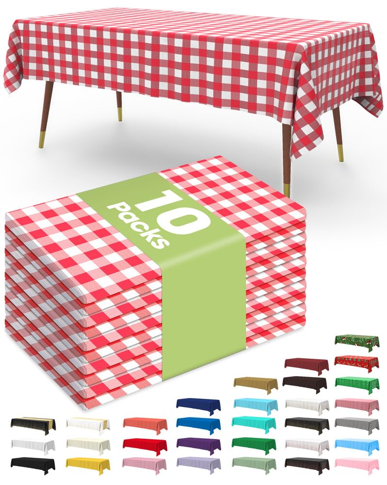Amazon.com: Pureegg Plastic Table Cloth Disposable 10 Pack, 54 x 108 ...