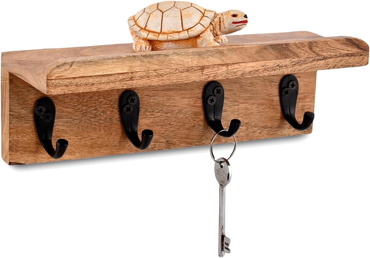 Amazon.com: NIRMAN Acacia Wood Rustic Key Holder for Wall, Farmhouse ...