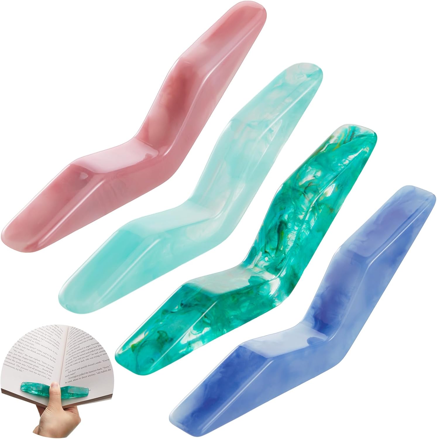 Amazon.com : Eaasty 4 Pcs Book Thumb Page Holder Resin Book Page Holder ...