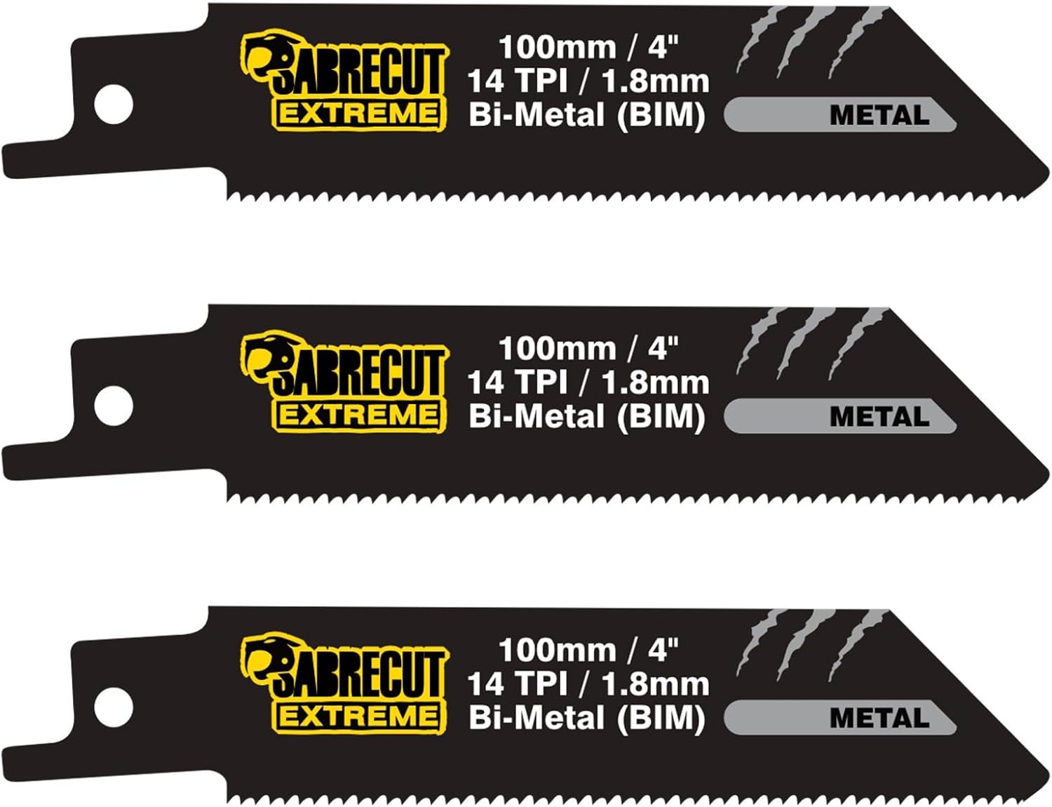 3 x SabreCut SCRS522BF 100mm 14 TPI S522BF Fast Metal Cutting ...