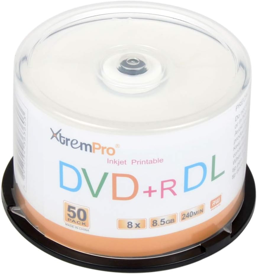 Amazon.com: XtremPro DVD+R DL 8X 8.5GB 240min Recordable & White Inkjet Printable Double Layer ...