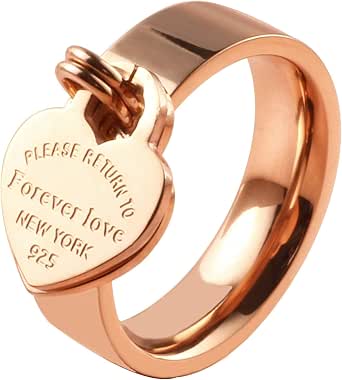 Amazon.com: JINHUI - Anillos con dije de corazón colgante para mujer ...