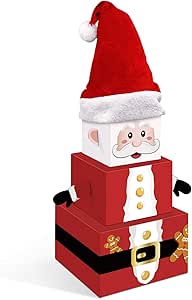 Amazon.com: Christmas Santa Claus Gift Boxes with Hat Xmas Holiday ...
