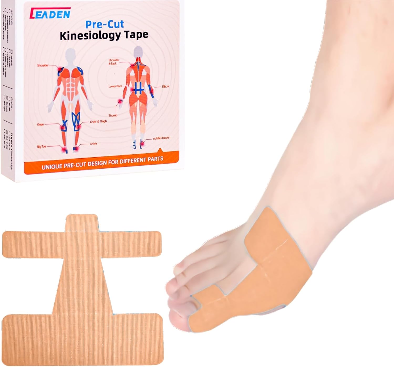 Amazon.com: IEADEN Precut Kinesiology Tape for Bunion, 40 Pcs, Bunion ...