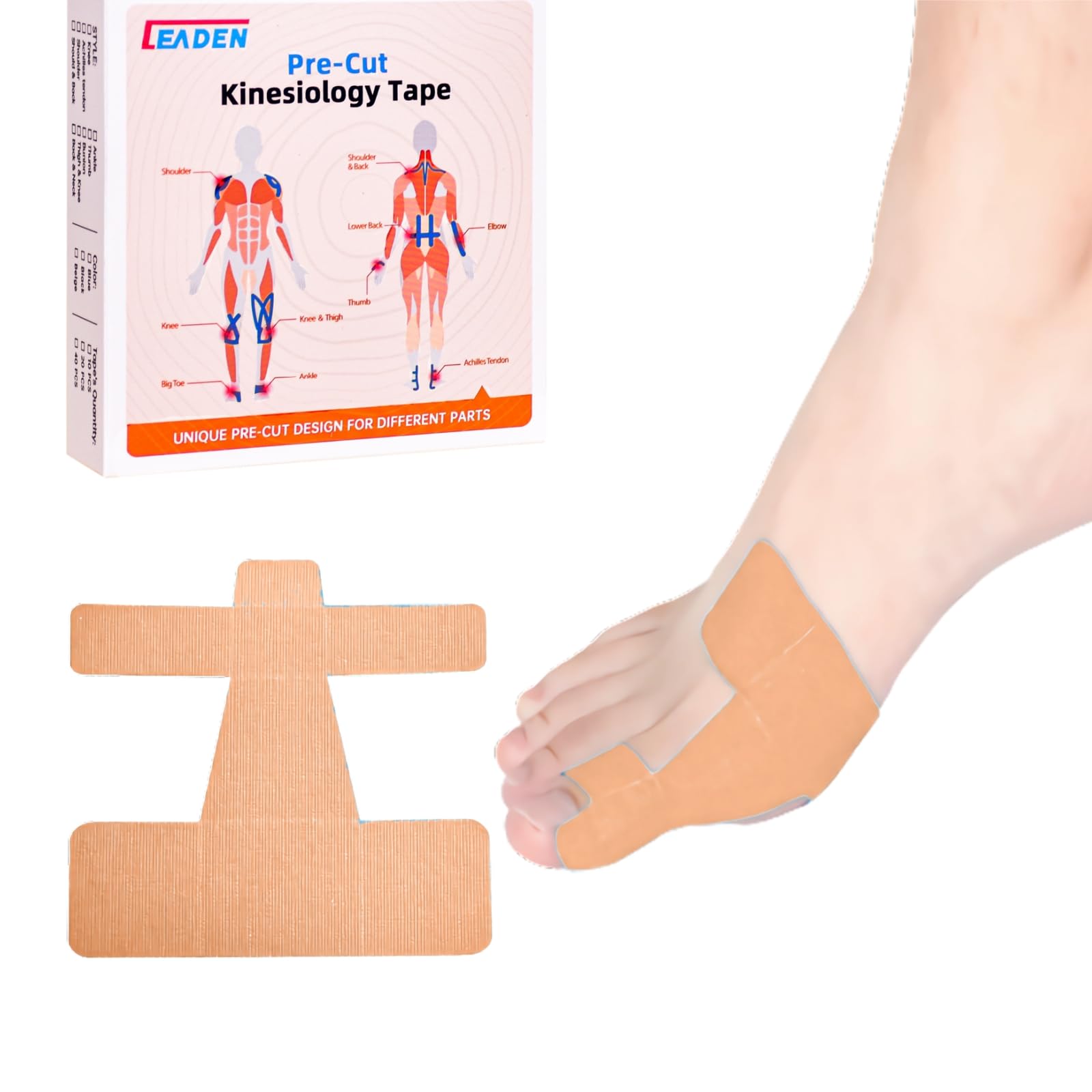 Amazon.com: IEADEN Precut Kinesiology Tape for Bunion, 40 Pcs, Bunion ...