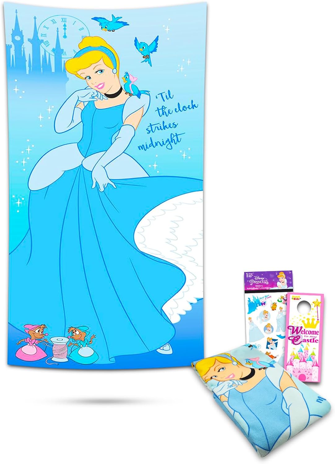 Amazon.com: Disney Cinderella Beach Towel Set - Bundle with 27" x 54 ...