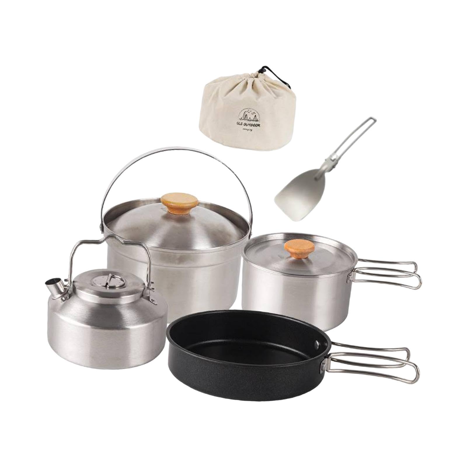 Amazon.com: Camping Cookware Stainless Steel Pot Frying Pan Kettle ...