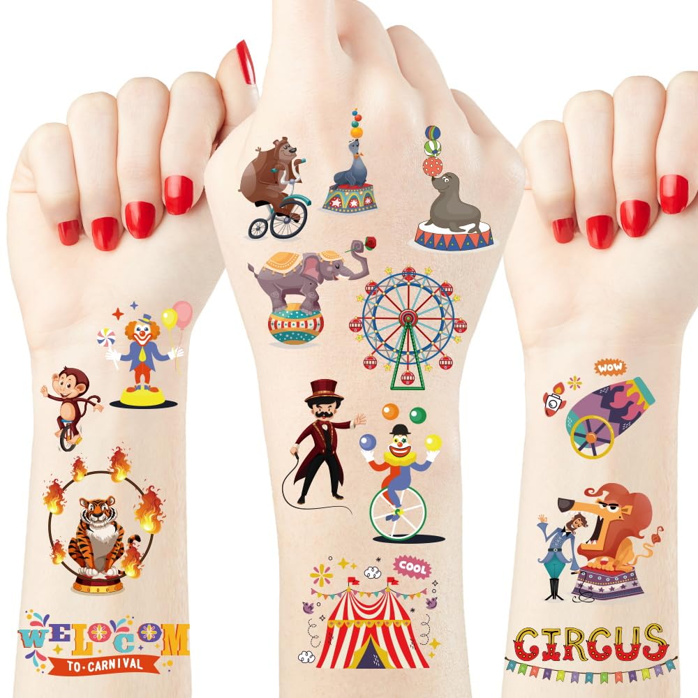 Amazon.com : Crazy Night Circus Party Temporary Tattoos - 78 Styles ...