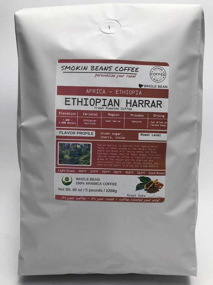 Amazon.com : Smokin Beans 5-Pound Africa Ethiopia Harrar Coffee, Natural Processing, Medium ...