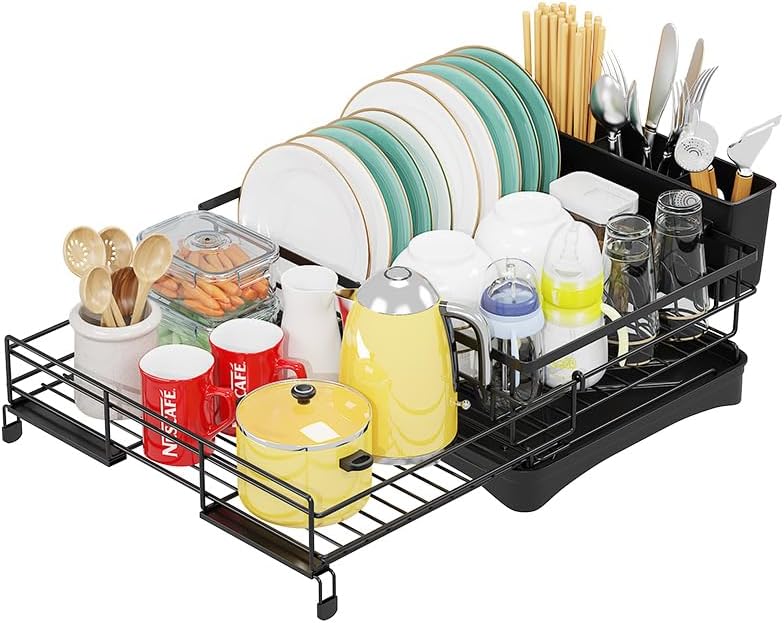 Amazon.com: Expandable Dish Drying Rack - Large Drainboard with 4 Slots ...