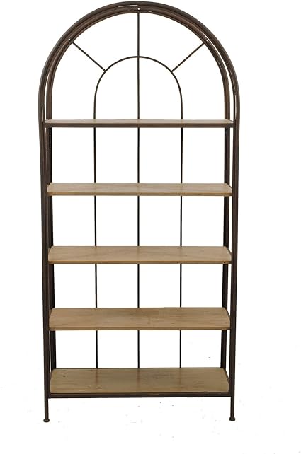 Amazon.com: Creative Co-Op Metal Framed 5 Wood Shelves Bookshelf, Rust ...