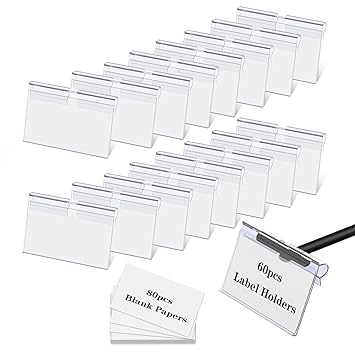 Storage Bin Labels Clip On,60PCS Clear Plastic Bin Labels Clips,Extra ...