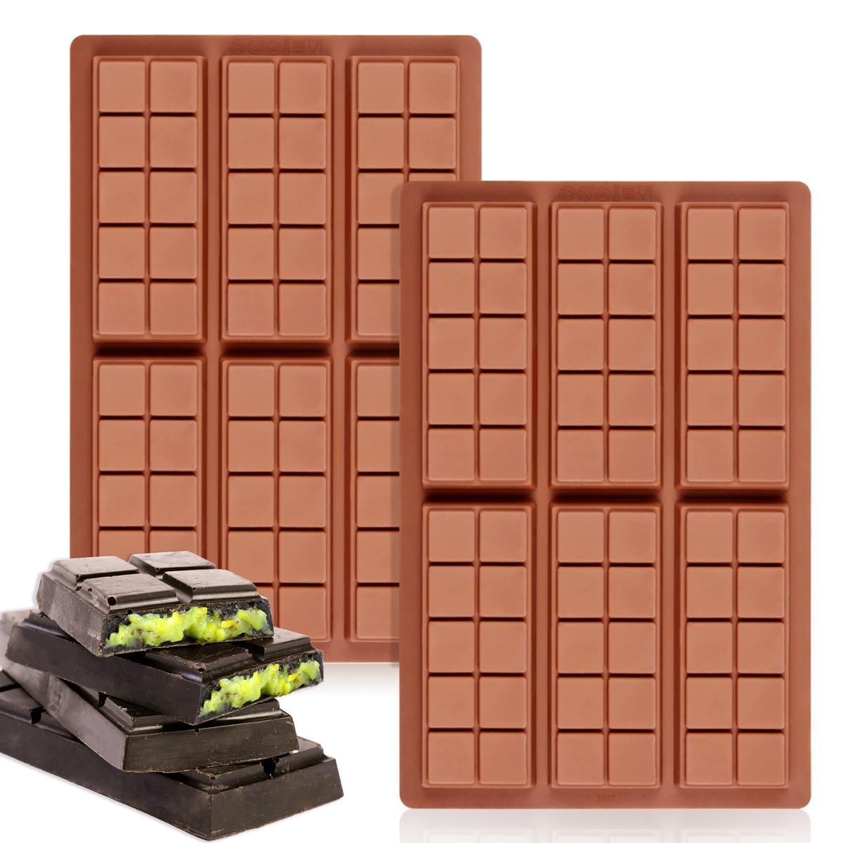 Amazon.com: Chocolate Bar Molds Deep Silicone Break-Apart Chocolate ...