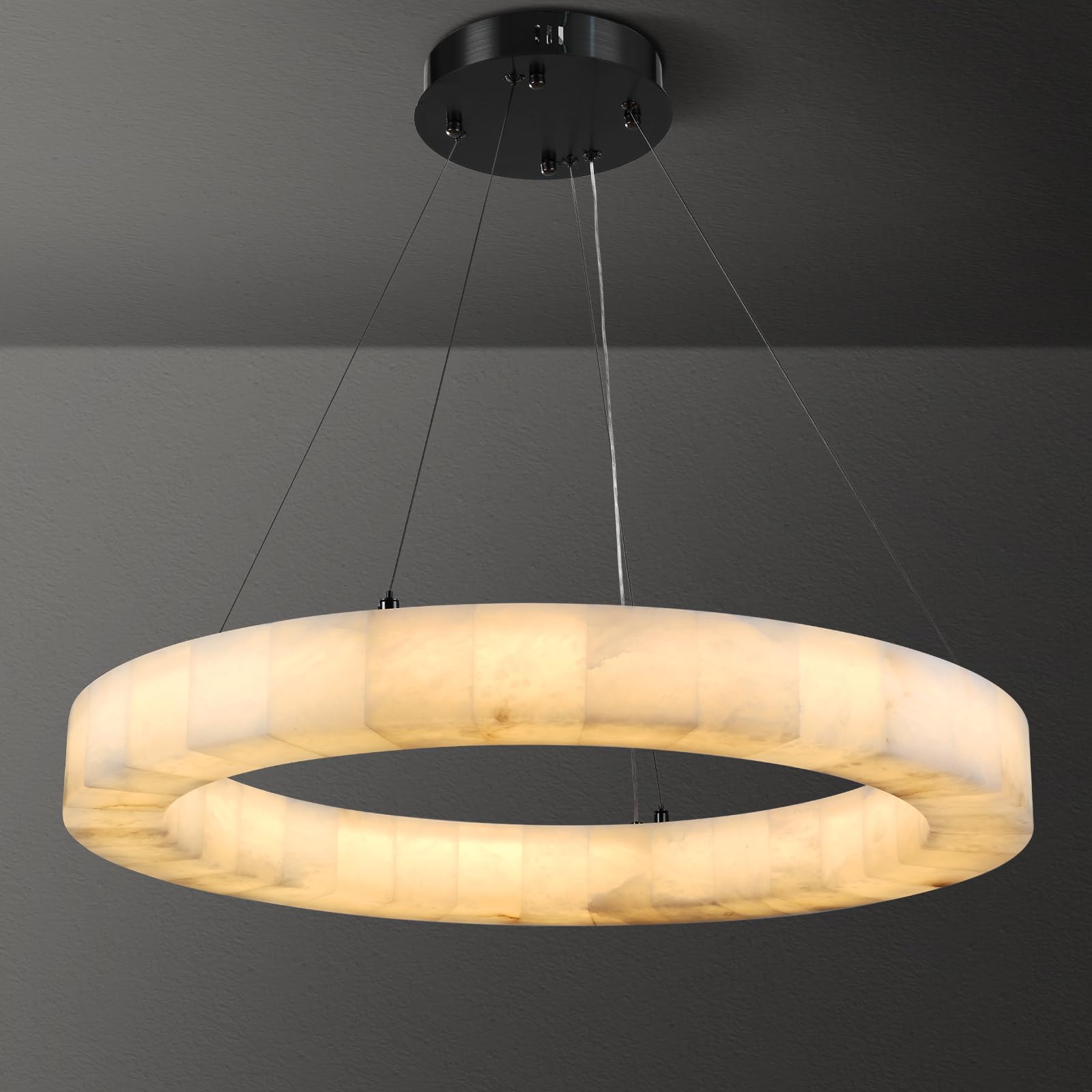 Sucelating Alabaster Chandelier, Modern Round Chandelier for Living ...