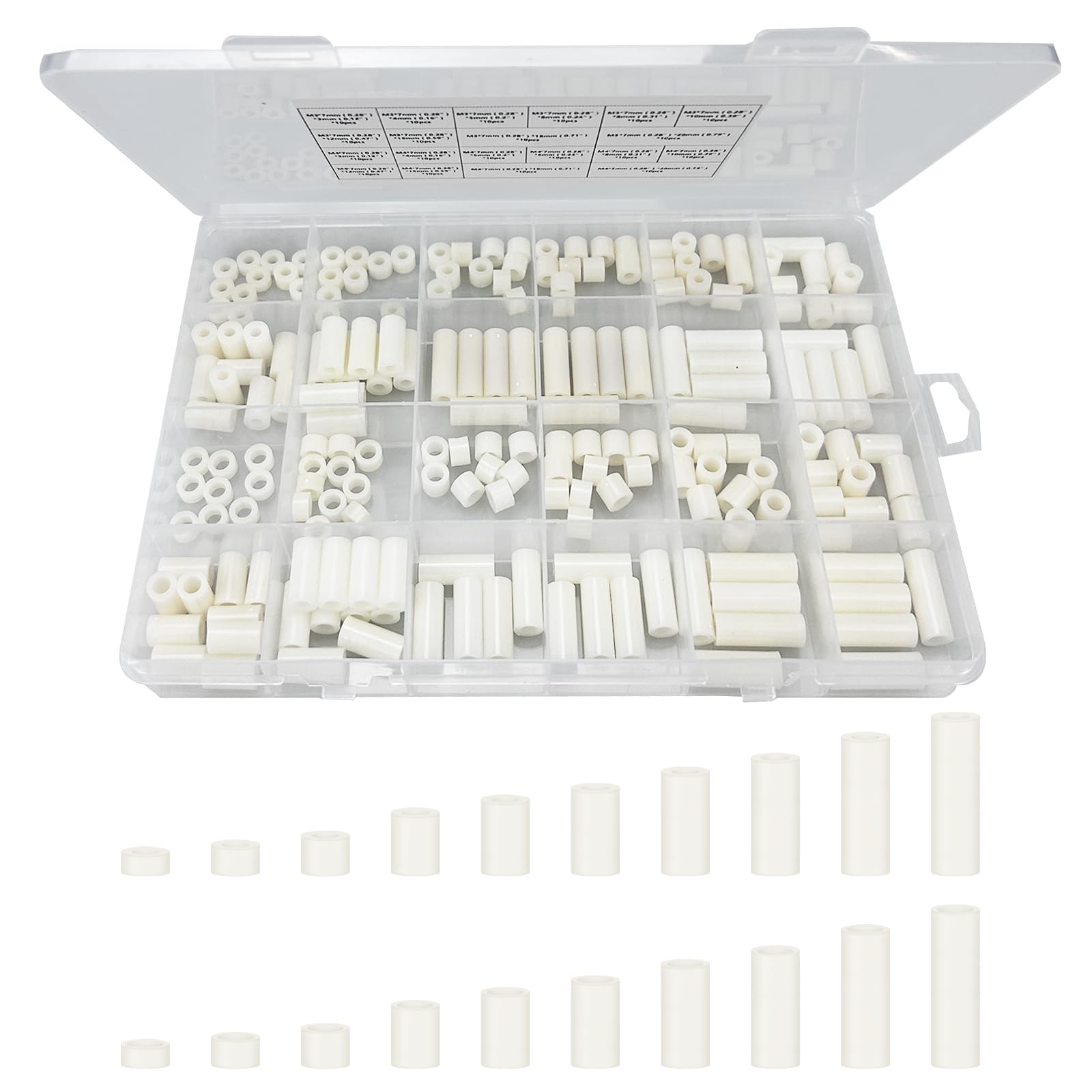200pcs ABS Round Spacer Washer Assortment Kit White Insulation Spacer ...