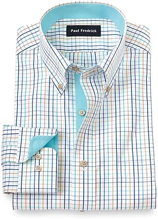 Paul Fredrick Men's Classic Fit Non-iron Cotton Check Dress Shirt at ...