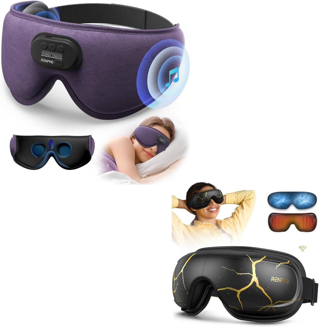 Amazon.com: RENPHO Eye Massager with Heat Sleep Headphones Sleep Mask ...