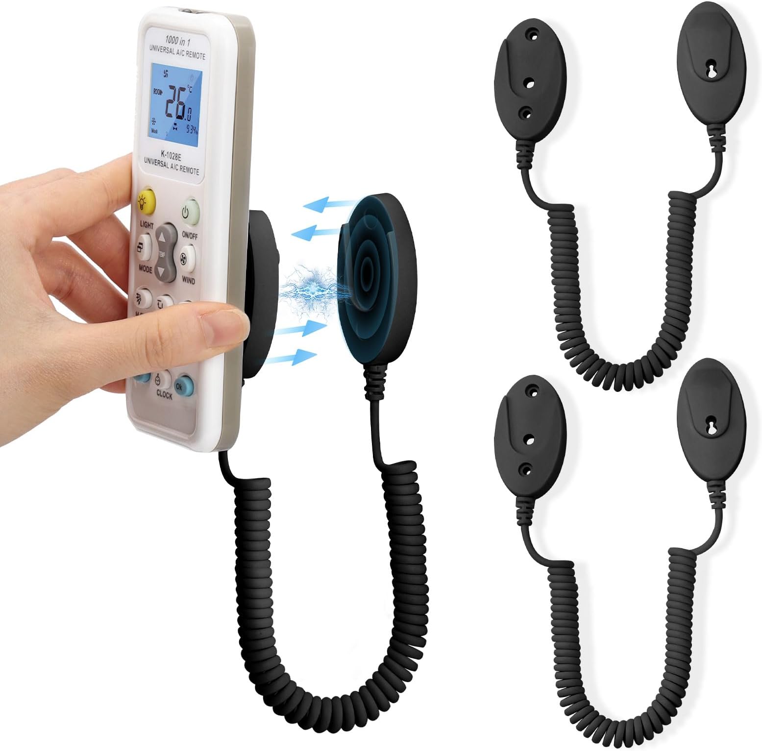 2-Pack Magnetic Remote Control Holders with Spring Ropes - Safely ...