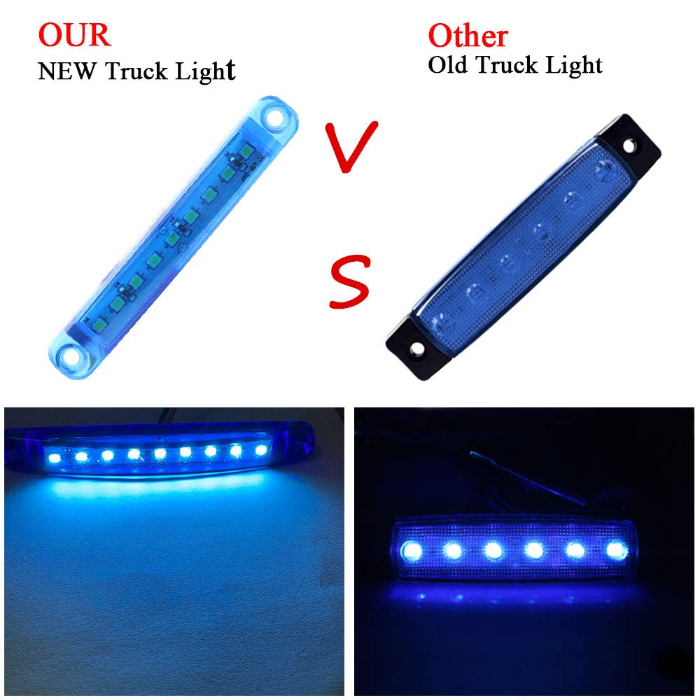Snapklik.com : 3.9" 10pcs Blue 9LED Trailer Marker Lights Side ...