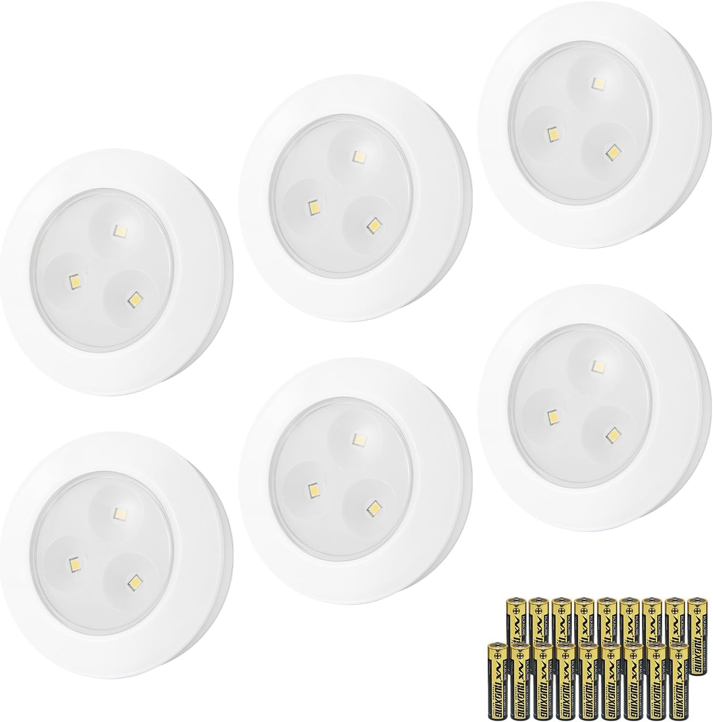 LUXSWAY LED Puck Lights Tap Lights, Battery Operated Mini Push Lights ...