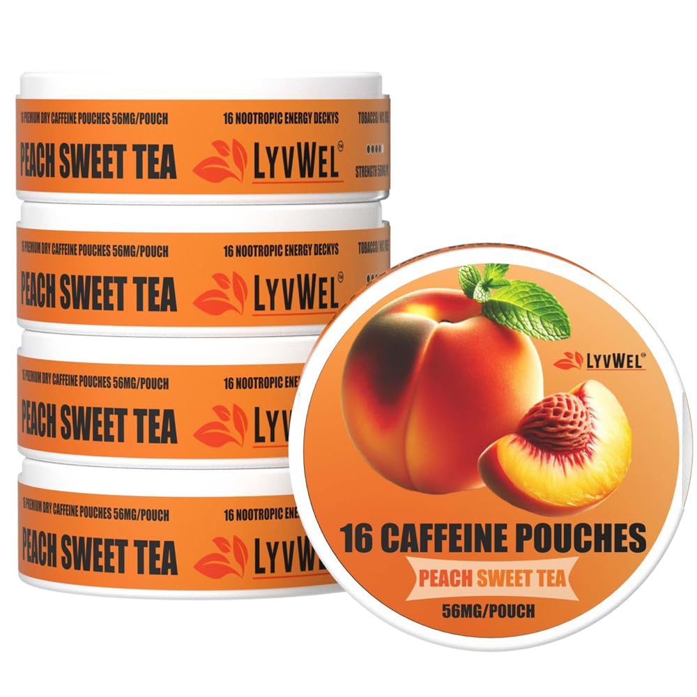 Amazon.com : LyvWel 56mg Caffeine Energy Pouches – Peach Sweet Tea ...