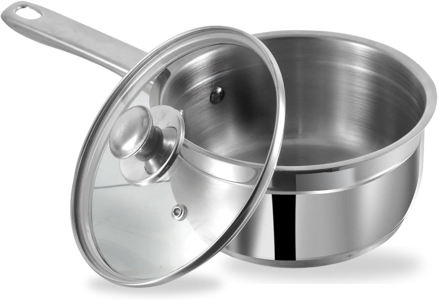 Vinod Stainless Steel Saucepan with Glass Lid – 1.1L (14 cm) | Two-Tone ...