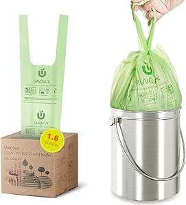 1.2-1.6 Gallon Compostable Bags with Handles,100 Count,Small Compost ...