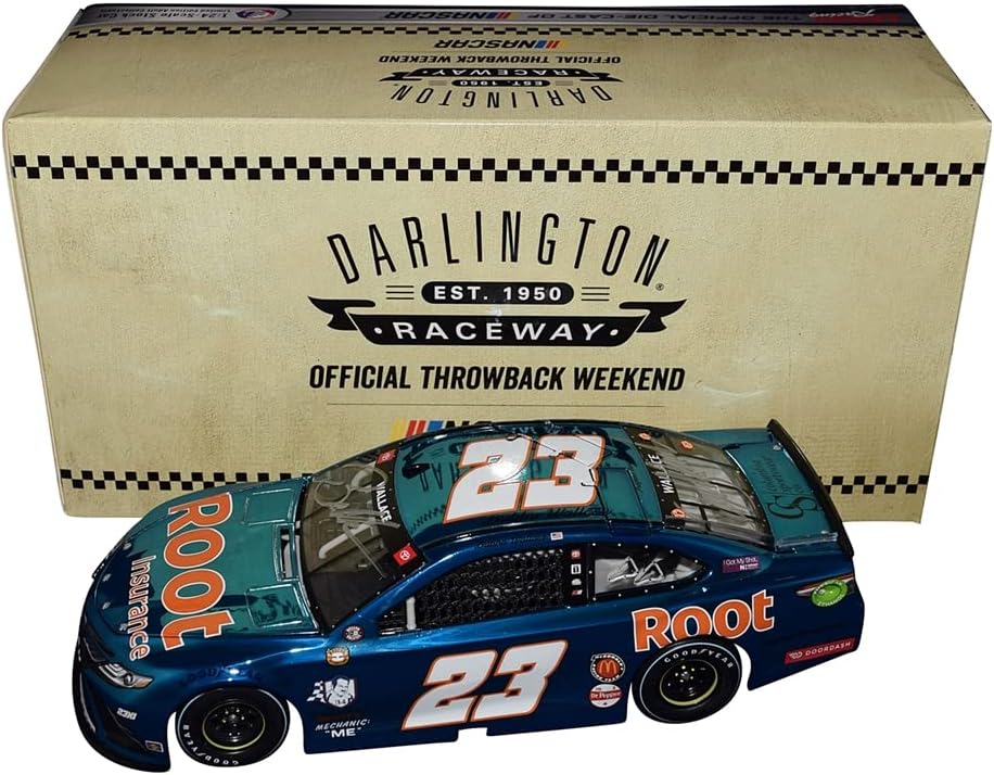 2X AUTOGRAPHED 2021 Bubba Wallace & Denny Hamlin #23 Root DARLINGTON ...