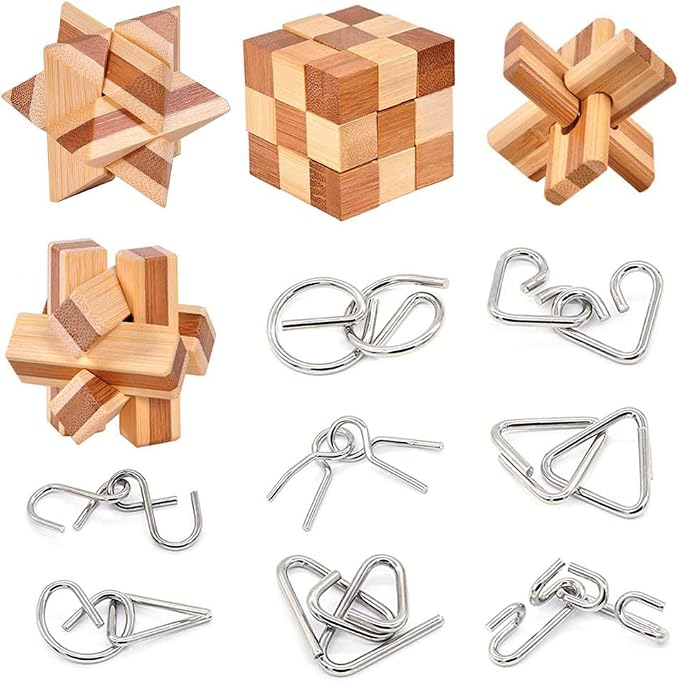 Amazon.com: Bamboo 3D Puzzle Metal Brain Teasers Puzzles Mind Game Toys ...
