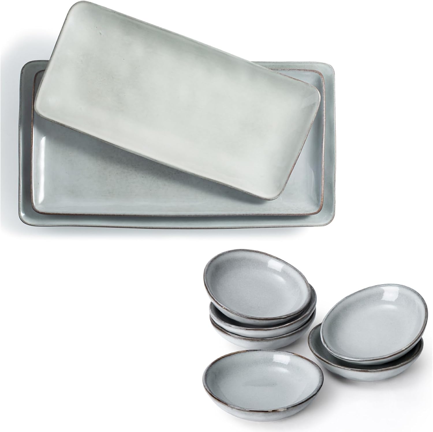 Amazon.com: famiware 3 Pieces Rectangular Serving Platter + 6 Pieces ...