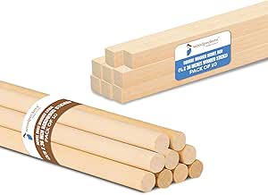 Amazon.com: Wooden Dowel Rods - 3/8 x 36 Inch 10 Pieces and Wood Square ...